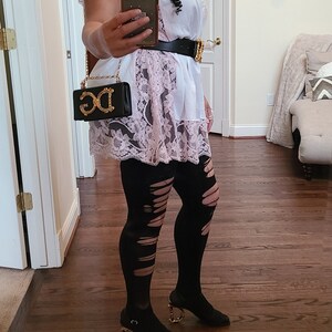 Black Ripped Tights Grunge Tights Distressed Goth Leggings Torn Emo ...