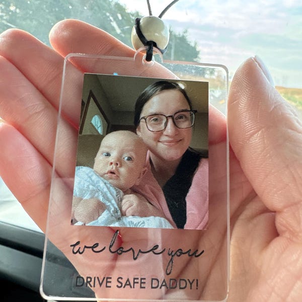 Custom Photo Car Mirror Tag | Photo Ornament | Photo Drive Safe | Rear ...