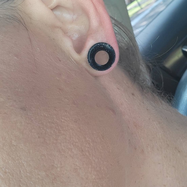 Glitter Black Alien Skinz Soft Silicone Ear Plugs Tunnels Gauges ...