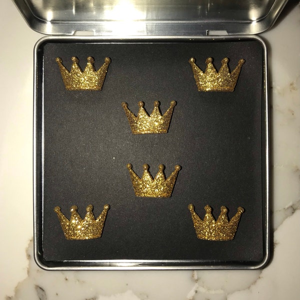 SUPER STRONG Gold Glitter Crown Decorative Magnets, Set of 6, Fridge ...
