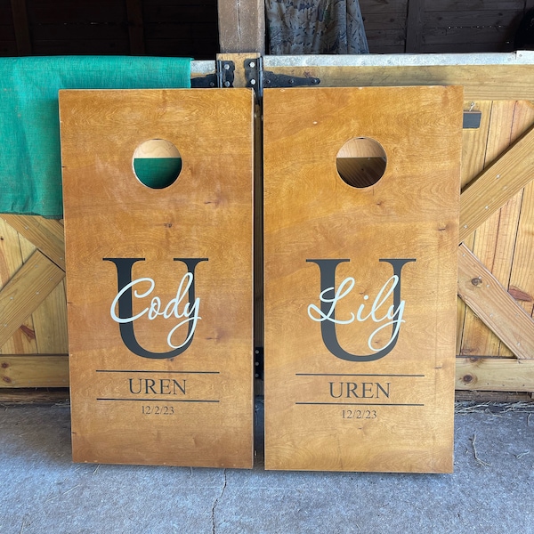 Cornhole Decals-monogram With Names- Wedding Cornhole- Anniversary ...