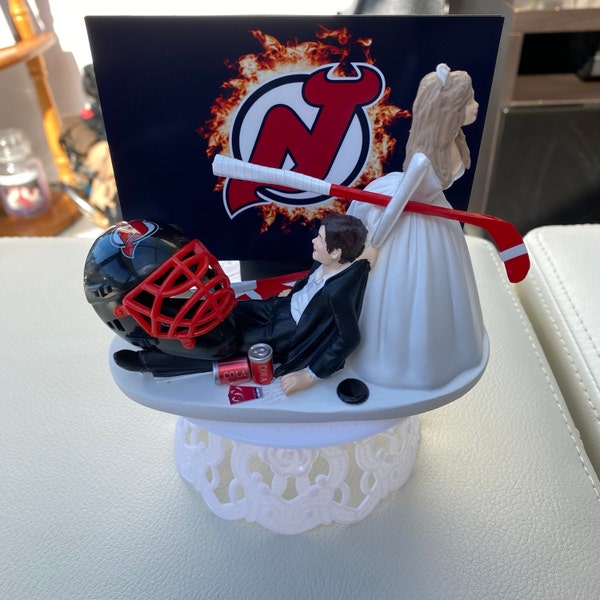 Hockey Sports Team NEW JERSEY DEVILS Bride and Groom Wedding Cake ...