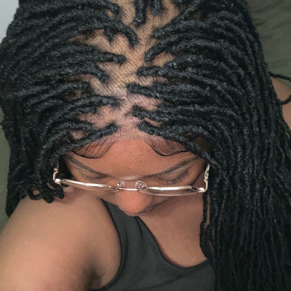 8 Inches Human Hair Sister Locks Frontal.0.2cm Front Lace Small Loc ...