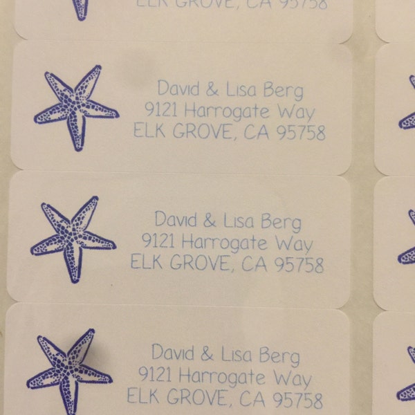 Starfish Return Address Labels, Personalized Beach-inspired Stickers ...