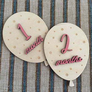 Baby Balloon Milestone Cards Wooden Milestone Discs Newborn Photography ...