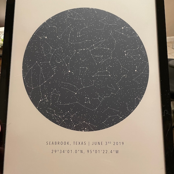 Custom Star Map, Constellation Chart, Map of the Night Sky, Custom Star ...