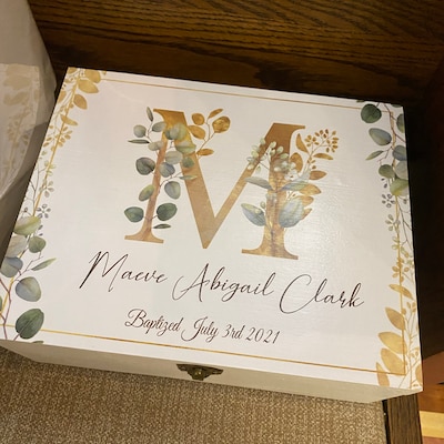 Personalised Baby Keepsake Box, Floral Memory Box, Baby Shower Box ...