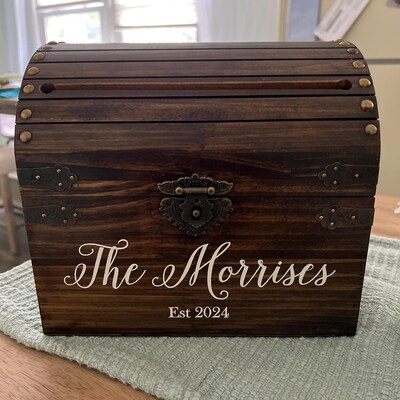 Personalized Wedding Card Box Rustic Card Box With Slot Wood Card Box ...