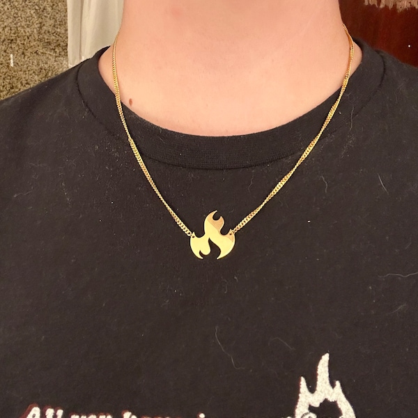 Circular Flame Necklace With Triangular Burnout, Special Chain, Fiery ...