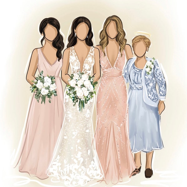 Mother of the Bride Illustration/ Mother of the Groom Illustration With ...