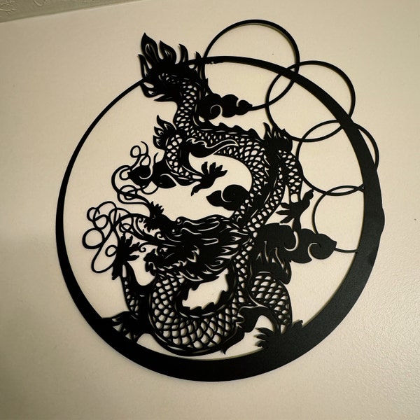 Metal Wall Decor Round Chinese Dragon Modern Home Decor Asian Oriental ...
