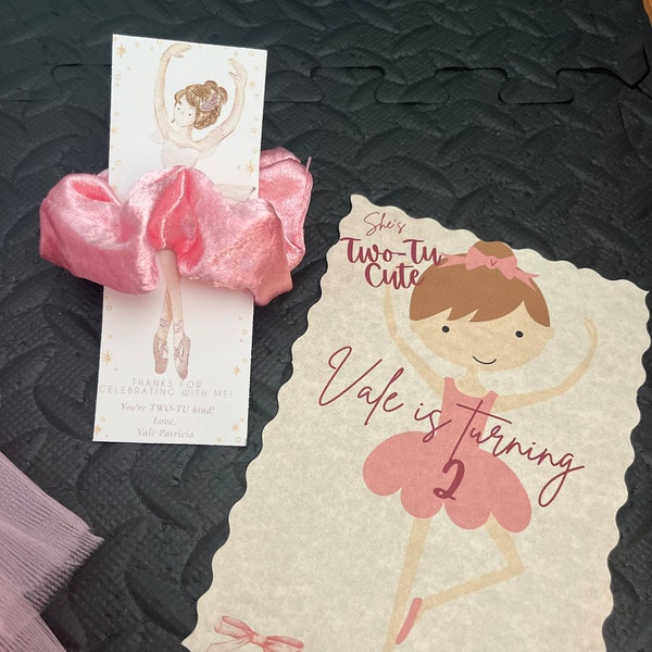 Ballerina Scrunchie Card Template, Ballet Dancer Party Favour, Editable ...