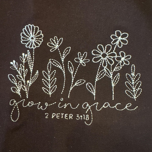 Grow in Grace Embroidery Design, 3 Sizes, Instant Download - Etsy