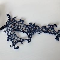 Rhinestone Studded Black Lace Mask Half Face Lace Halloween Masks for ...