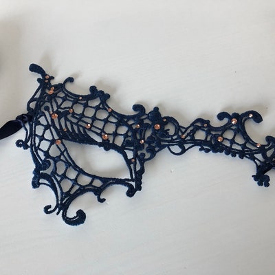 Rhinestone Studded Black Lace Mask Half Face Lace Halloween Masks for ...