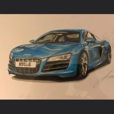 Custom Car Drawing Size A4 8.3 X 11.7 / Car Portrait / Personalised Car ...