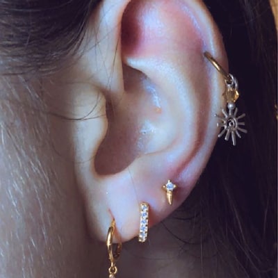 Sun Helix Piercing Hoop, Helix Earring Hoop, Cartilage Hoops, Cartilage ...