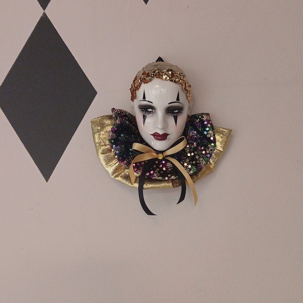 Unique Creations Large Pierrot Jester Clown Lady Face Mask Wall Hanging ...