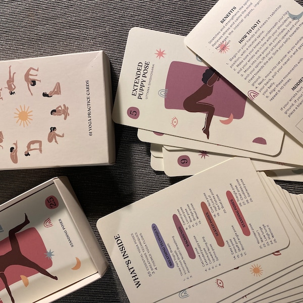 ASANA CARDS BUNDLE - Sun Edition & Moon Edition, Yoga Deck, Yoga Pose ...