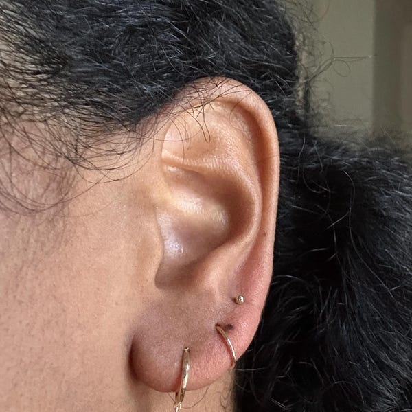 14K Solid Gold Dangle Charm Hoop Earring Dainty Drop Earring Dangle ...