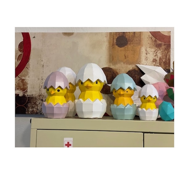 Chick in Egg Papercraft 3D DIY Low Poly Paper Crafts Easter Decor Model ...