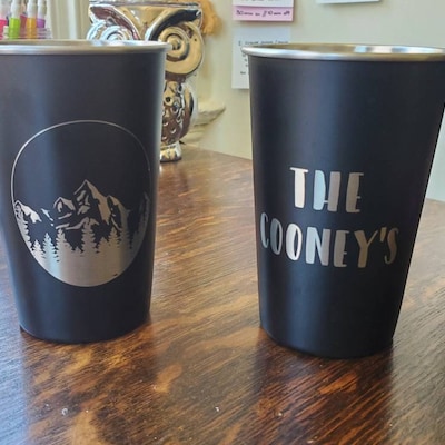 Custom Laser Engraved Cups, Personalized Stainless Steel Pint Glass ...