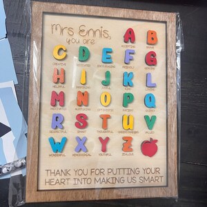 Personalized Teacher ABC Sign Personalized Teacher Appreciation Sign ...