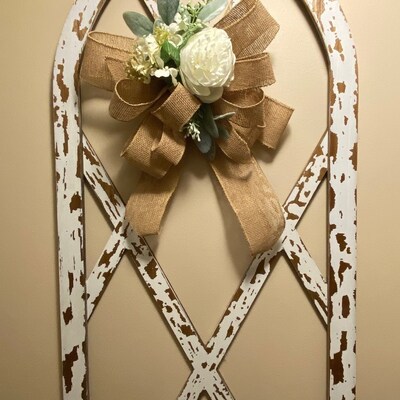 Lavender and Burlap Farmhouse Bow, Wreath Wired Bow Lantern Bow ...