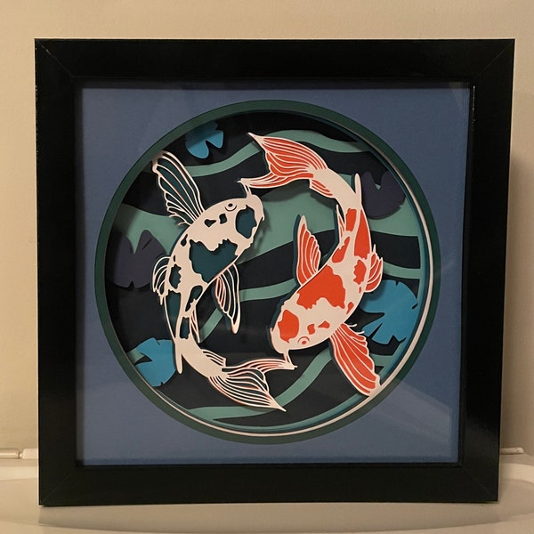 3D Koi Fish Svg - Shadow Box Svg, Fish Svg - Etsy