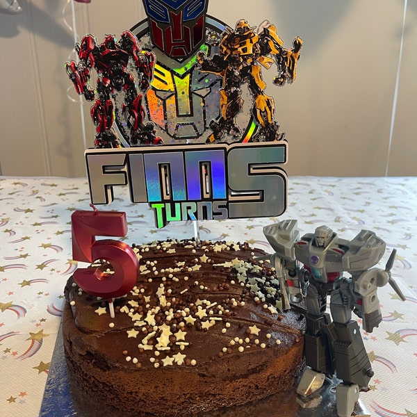 Custom Transformers Cake Topper, Birthday Cake Topper, Personalize Age ...
