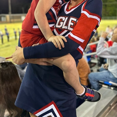 Red & Navy Cheer Uniform, Customized Cheerleading Uniform, Girls Cheer ...