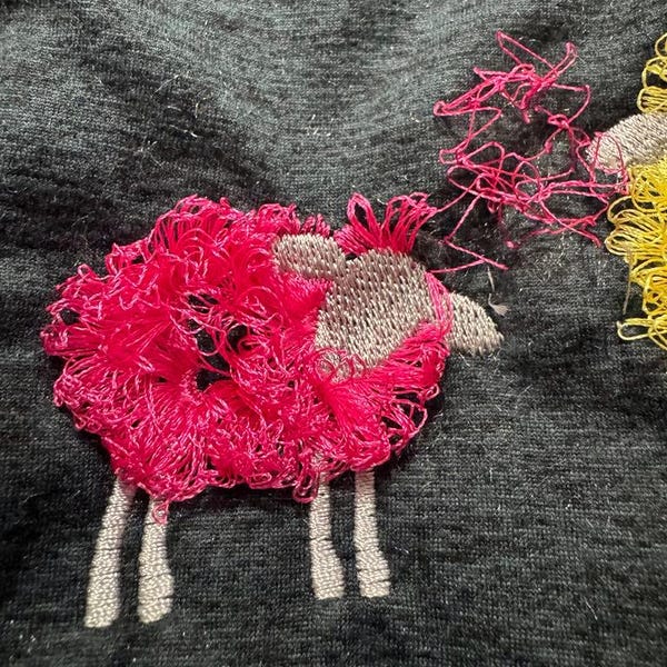 Fuzzy Sheep Lamb SET of 5 Types and 5 Sheep in Row Fringed Machine ...