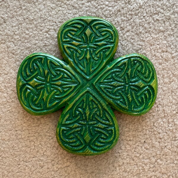 Celtic Shamrock Wall Decor Wood Carving - Available in a Variety of ...