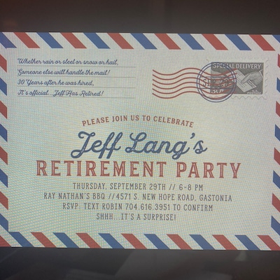 Post Office Retirement Party Printable Invitation, Printable 7 X 5 ...