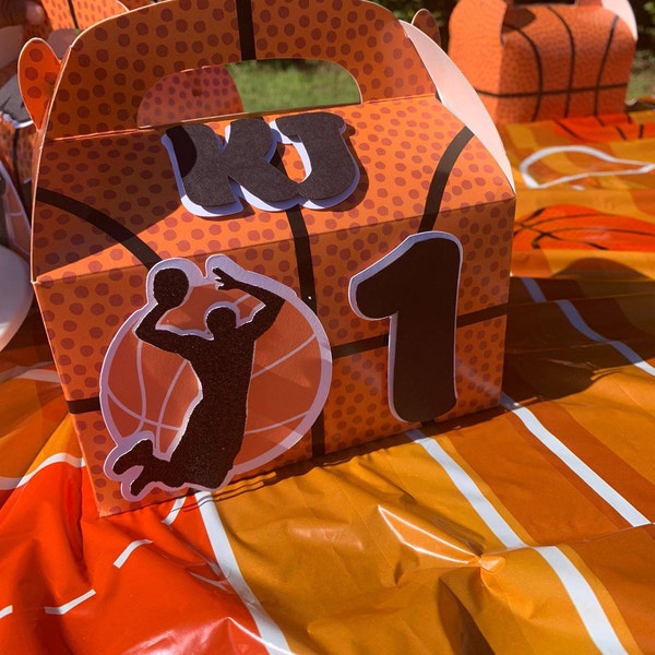 Basketball Treat Boxes / Party Favor Gable Boxes, Sports Party Treat ...
