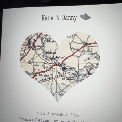 Special Location Map Card, Personalised Anniversary Card, Engagement ...