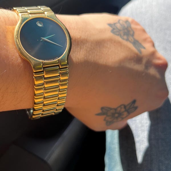 Funky Fossil Rectangle With Modernist Plaid Dial. Blue Silver Dark Blue ...