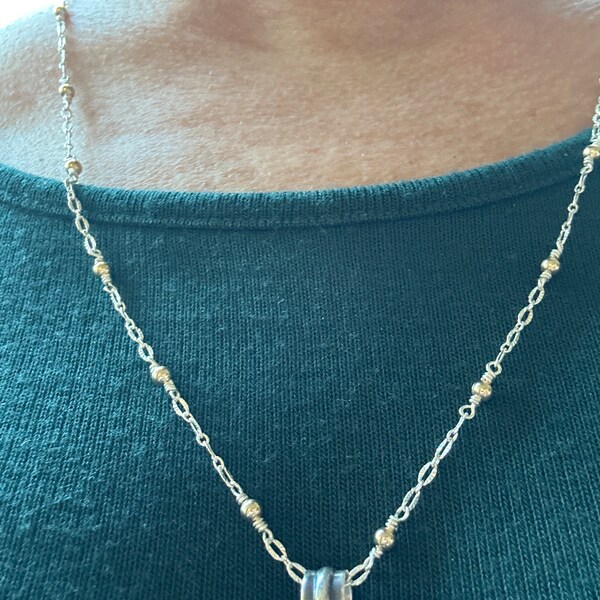 Sterling Silver Chain With 14K Gold Filled Beads. Mixed Metal Chain ...