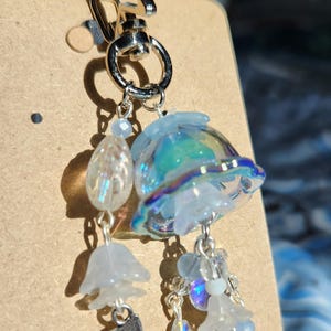 Y2k Deep Sea Dark and Light Blues Jellyfish Aesthetic Beaded Keychain ...