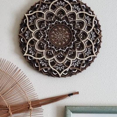 Wood Mandala, Wood Carving Wall Art, Multilayer Decor, Home Decor ...