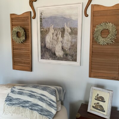 Bunnies in a Field Art Printable Digital Download Vintage Easter Print ...