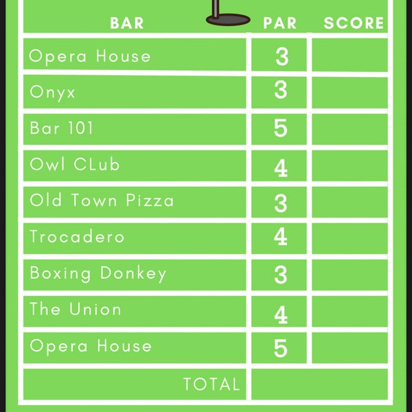 Modern Bar Golf Score Card Template | Pub and Bar Crawl Invitation ...