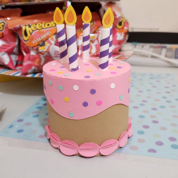 Bundle of 3D Birthday Cake Gift Box SVG Cut Files - 3 Mix & Match 3D ...