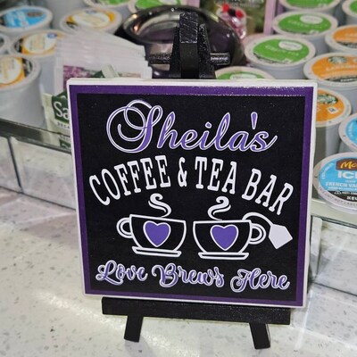 Coffee Bar Ceramic Tile Sign With Easel, Rise and Shine It's Coffee ...