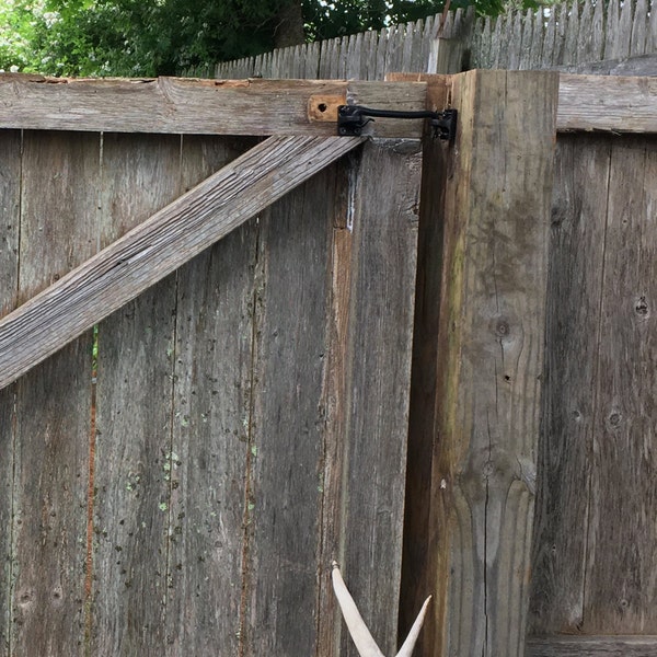 4 Inch EYE & HOOK BOLT Lock Cast Iron Black Powder Coated Gate Barn ...