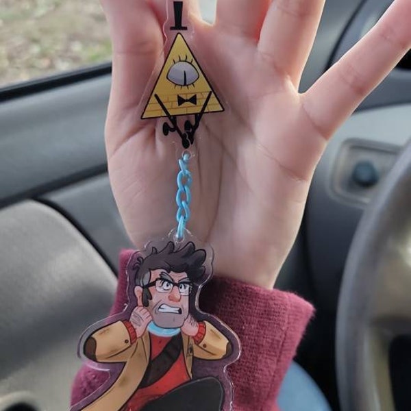 Gravity Falls Bill Cipher and Stanford Pines Keychain - Etsy