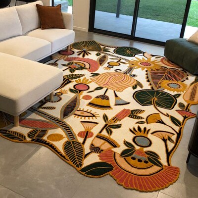 Neutral Colors, Modern Checked Pattern, Tufted Wool Area Rug for ...