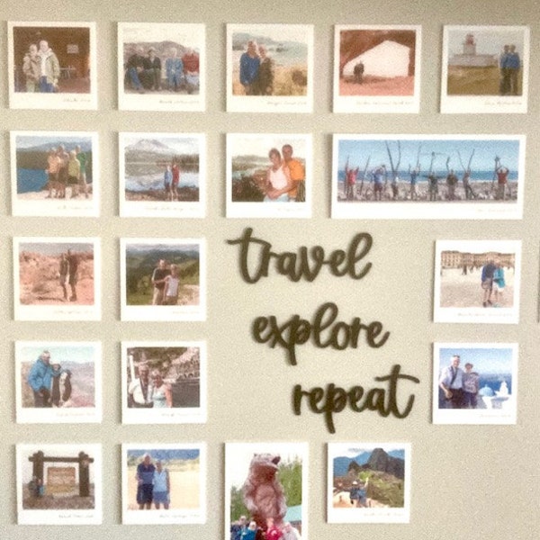 Wood Gallery Wall Sign, Travel Explore Repeat, RV Camper Wall Decor ...