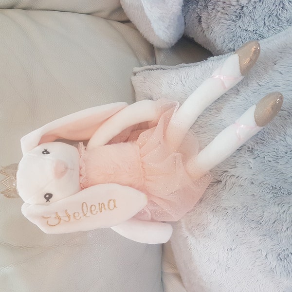 Bunny Princess Doll, Bunny Stuffed, Custom Easter Bunny, Embroidered ...