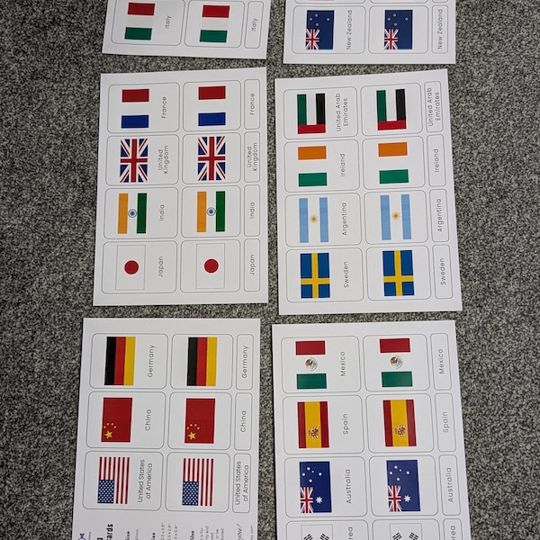 51 Country Flags Flash Cards: Montessori Preschool Printable (instant ...